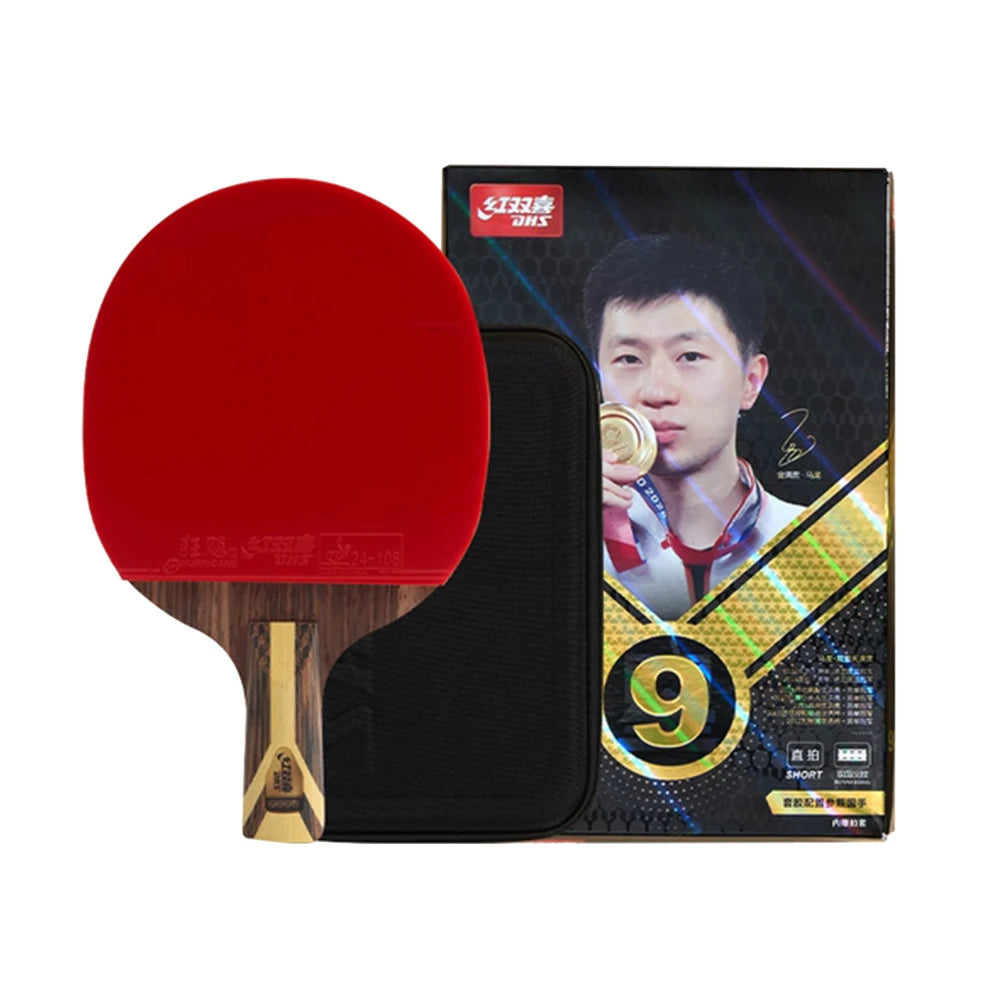 DHS 9-Star Penhold Table Tennis Paddle Set - PRO Arylate-Carbon Blade ...