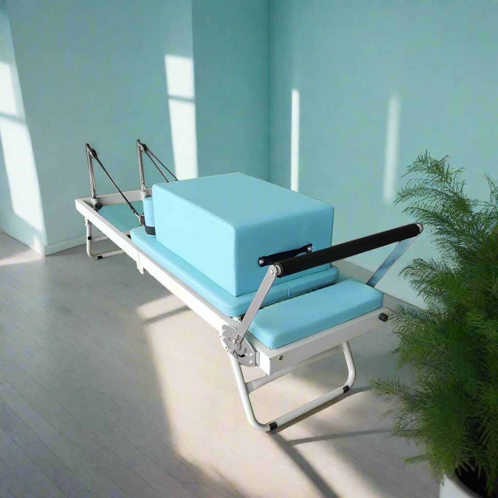 FLEXIO Foldable Steel Frame Pilates Reformer – Blue | Leaf Living